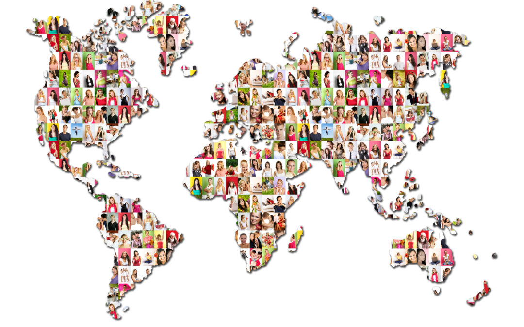 Portraits of a lot of people - world map - Reach Multicultural